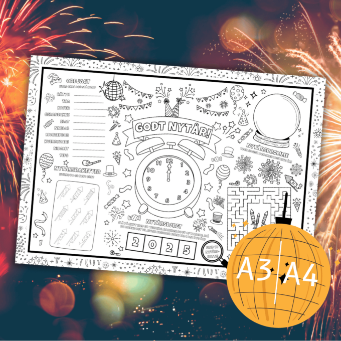 Dækkeserviet til Nytår - mal og gæt - Lou Noire