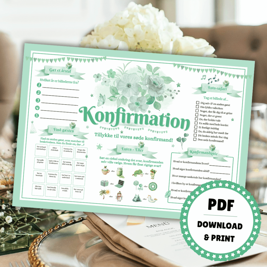 Dækkeserviet til konfirmation - grøn - Lou Noire