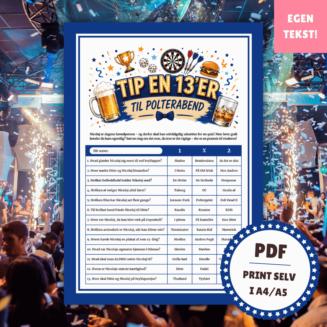 Personlig Quiz til Polterabend - Blå - Lou Noire